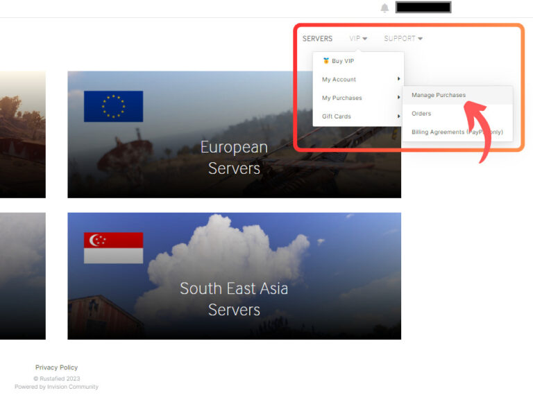 Rust SEAサーバ VIP購入と解約手順